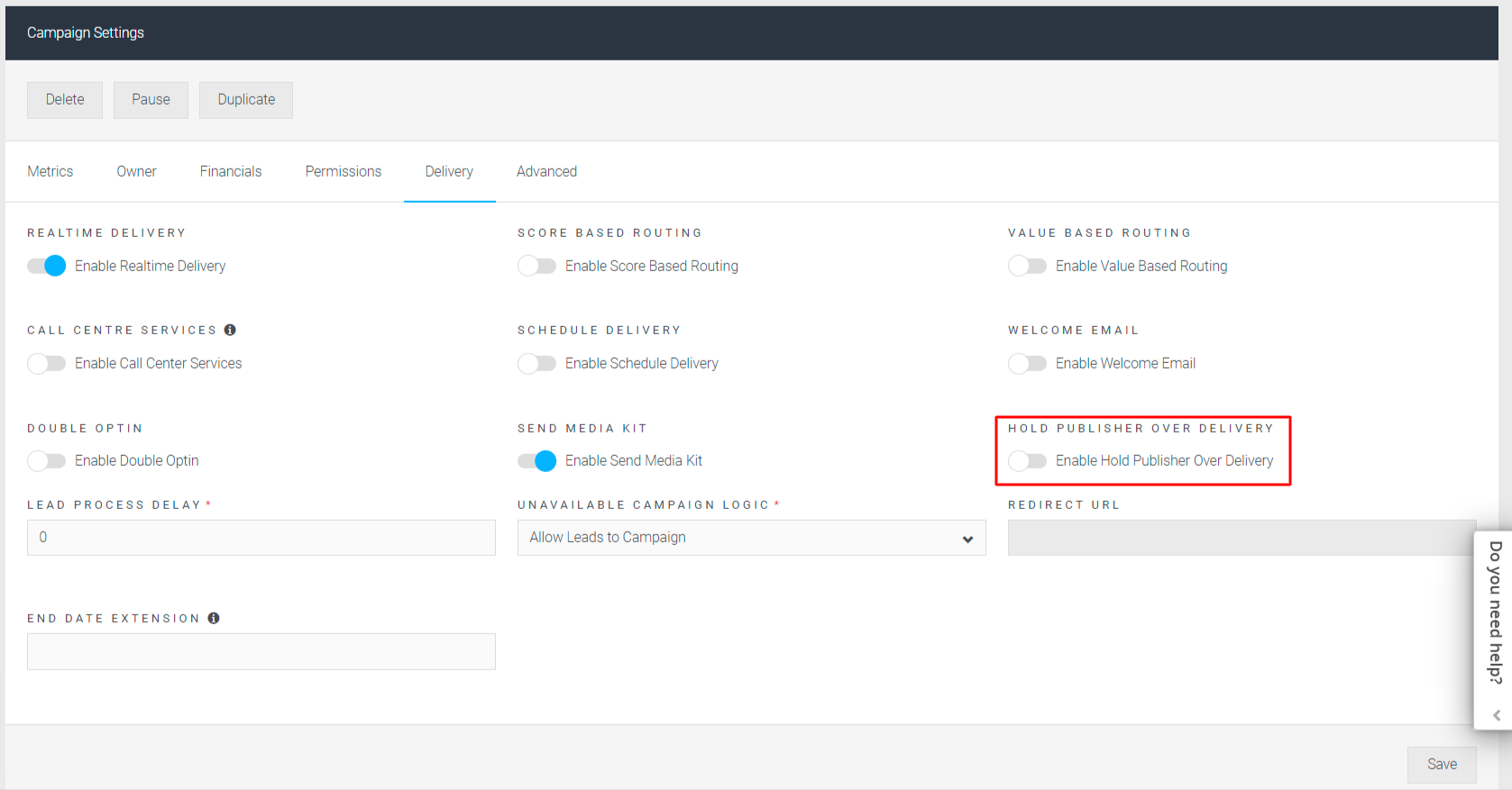 Hold Publisher Over Delivery – Convertr Help Centre