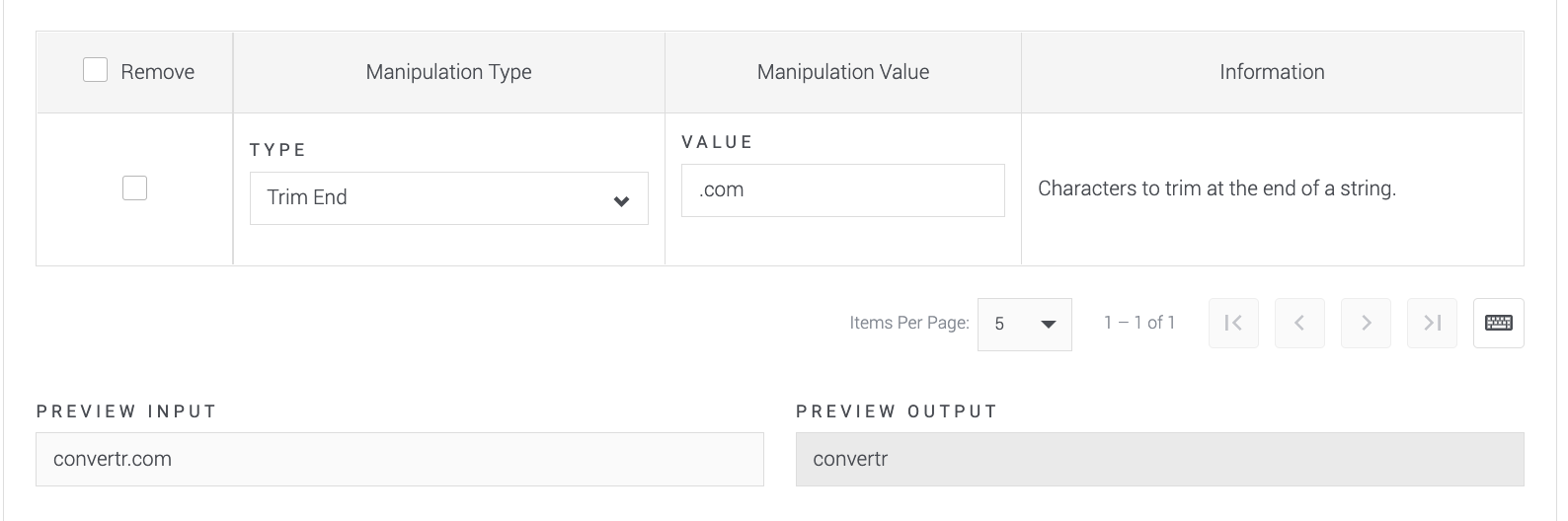 Advanced Value Transform/Manipulation: Trimming – Convertr Help Centre