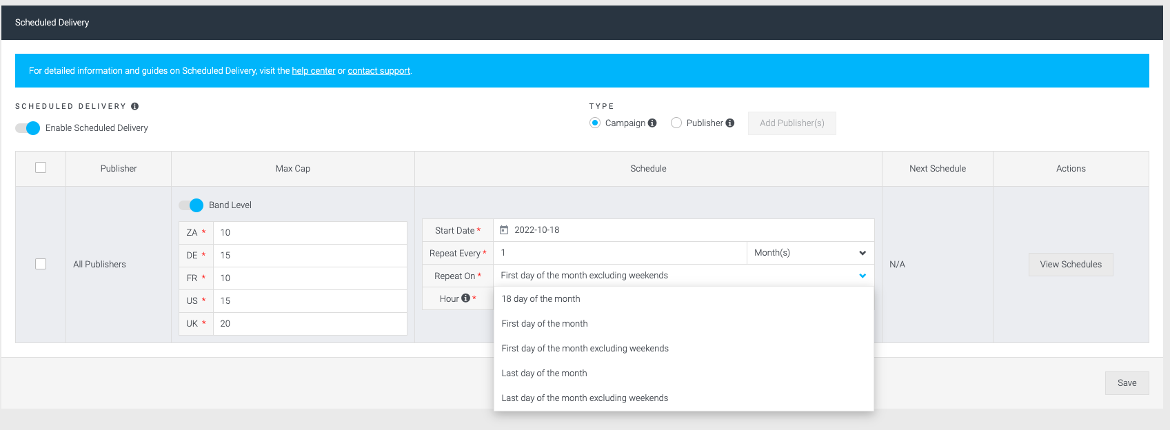 Scheduled Delivery – Convertr Help Centre