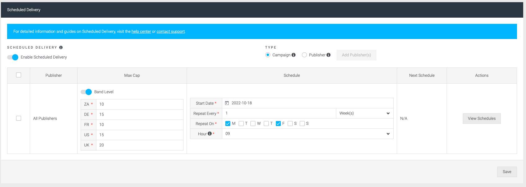 Scheduled Delivery – Convertr Help Centre